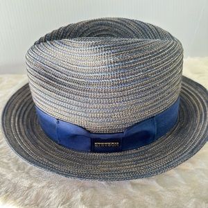 Stetson | Accessories | Stetson Regatta Cotton Braid Fedora Hat Blue ...